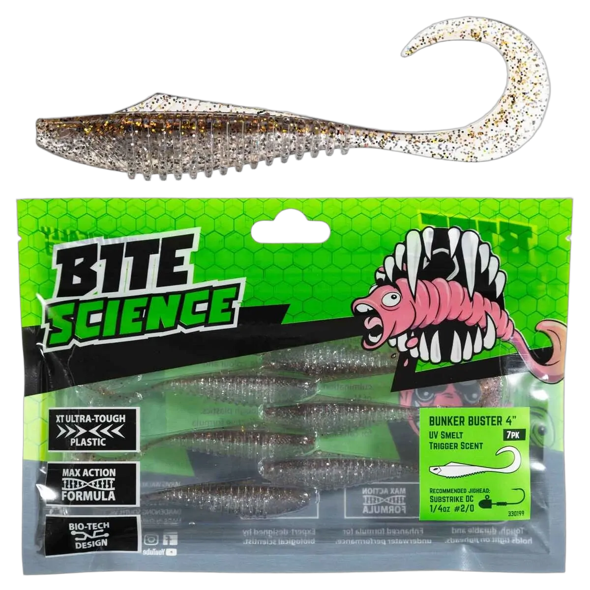 Bite Science Bunker Buster Lures 4" Uv Smelt - PK/7 | Outback Equipment