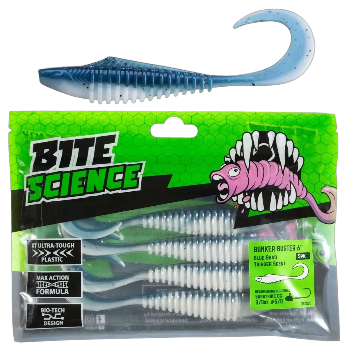 Bite Science Bunker Buster Lures 6" Blue Shad - PK/5 | Outback Equipment