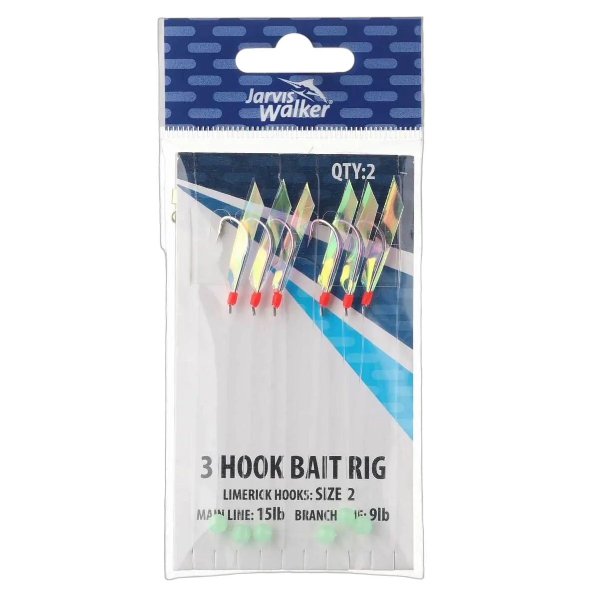 3Hook Bait Rig Limerick Hook Main Line 15lb Branch Line 9lb Sz 2 2pk ...