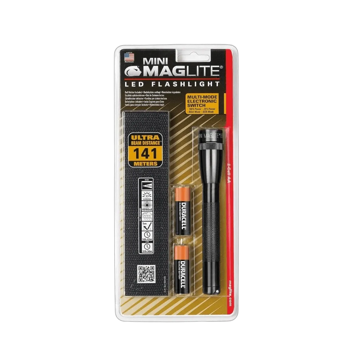 Maglite 2AA LED Black - Hang Sell with Pouch | Outback Equipment
