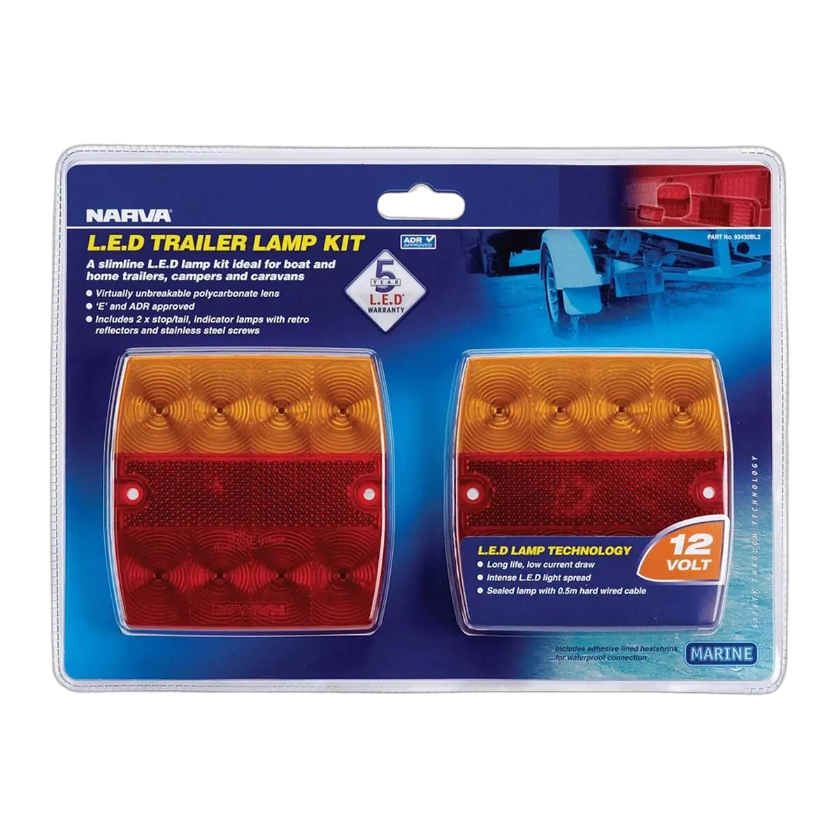 Narva 12 Volt Model 34 Led Slimline Rear Combination Lamp (Square) 0.5M ...