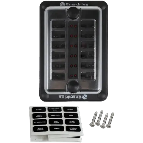 Enerdrive Fuse Block, Rear Entry Panel Mount 1 In 12 Out With Leds ...