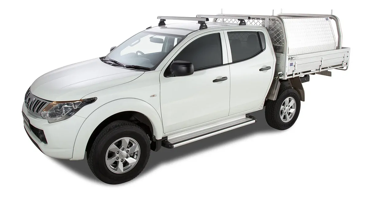 Rhino Rack Heavy Duty RLT600 Ditch Mount Silver 2 Bar Roof Rack to suit MITSUBIS | Outback Equipment