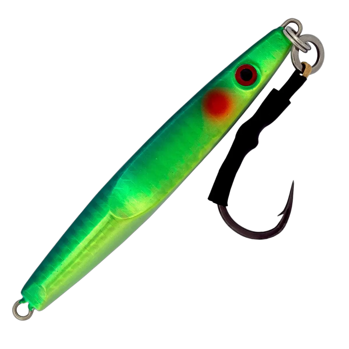 Black Magic Flutter Jig 100gm UV Green/Gold | Outback Equipment