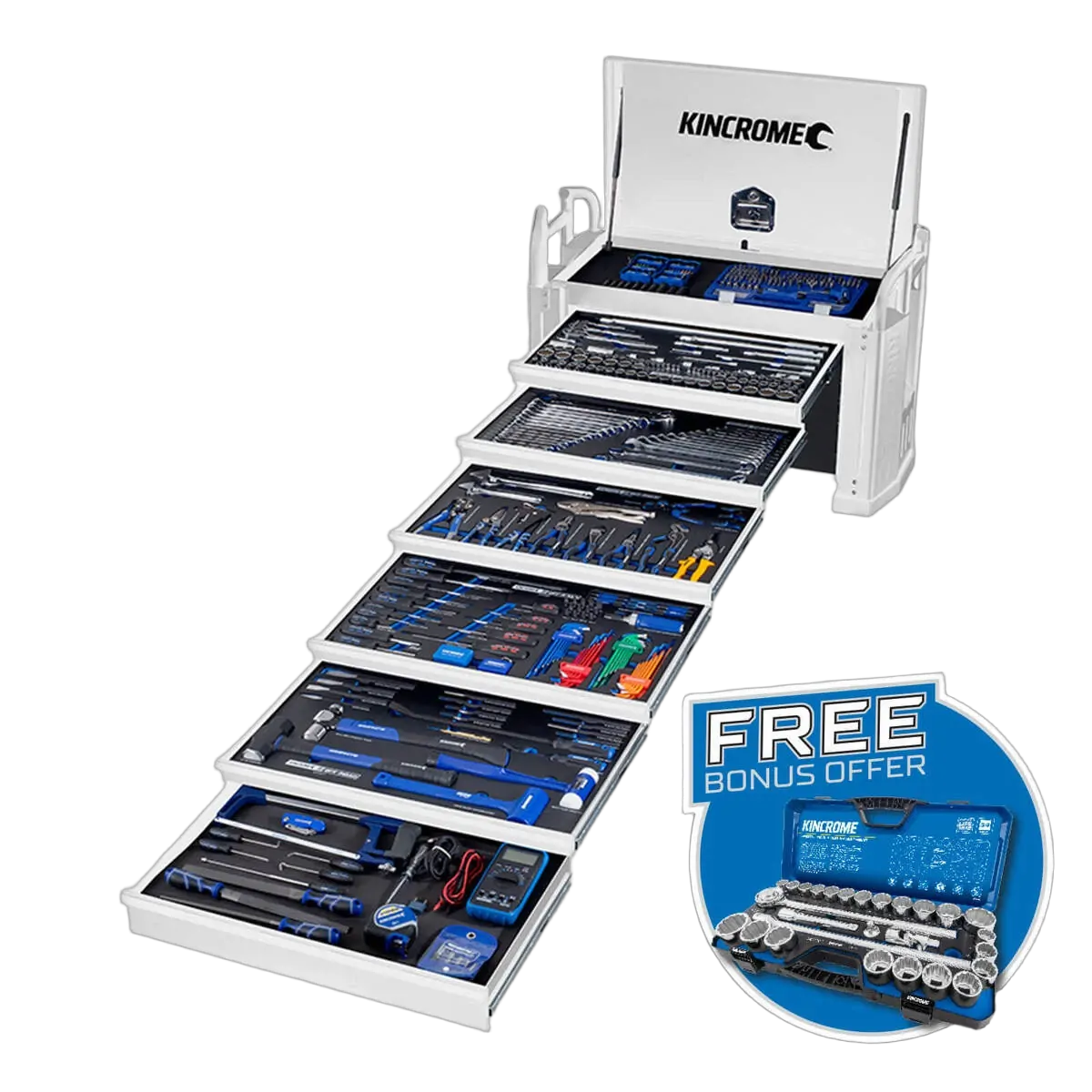 Kincrome Off-Road Field Service Tool Kit 452 Piece 6 Drawer 39" White ...