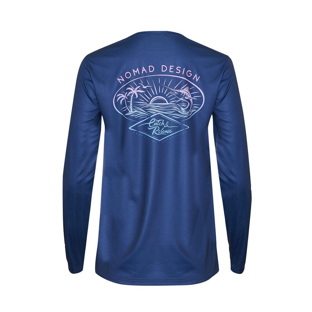 Nomad Design Tech Shirt Womens Catch & Release - Navy | Outback Equipment
