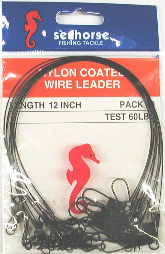 Seahorse Tackle Trace Black 12"X60Lb Nylon Coat | Outback Equipment